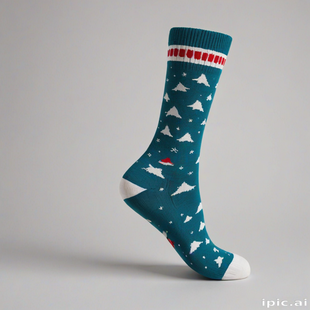 Festive Holiday Socks Featuring Snowy Trees and Cheerful Red Accents