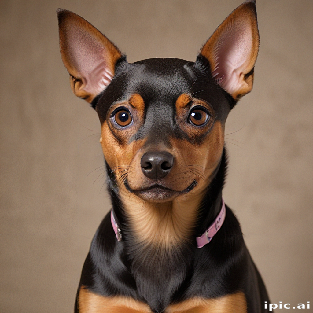A Charming Portrait of a Playful and Alert Miniature Pinscher Dog.