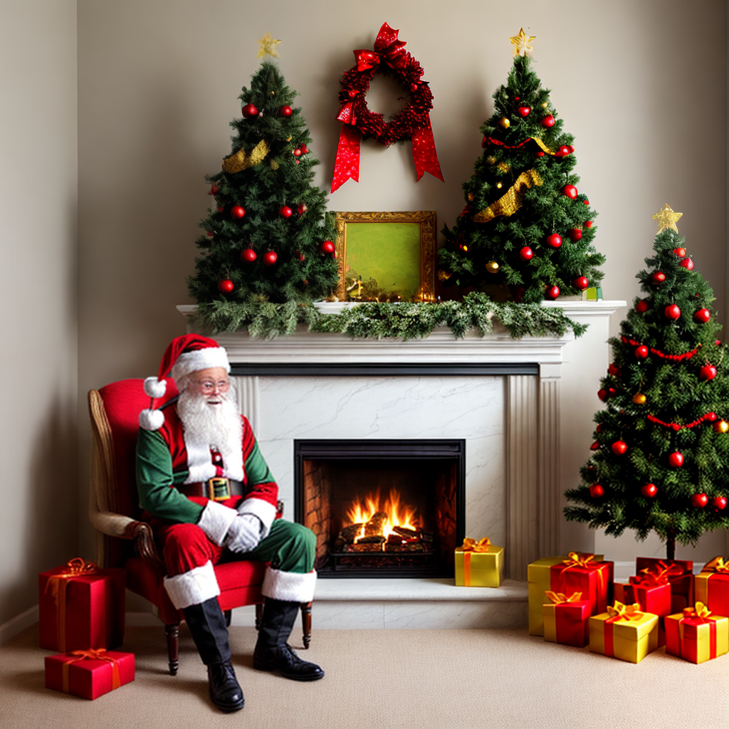 picture of santa in a chimney