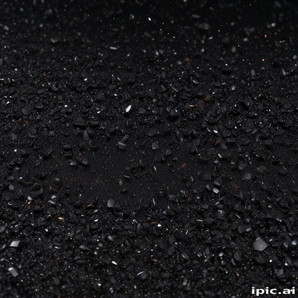 Close-Up View of Shimmering Black Crystals on a Dark Surface