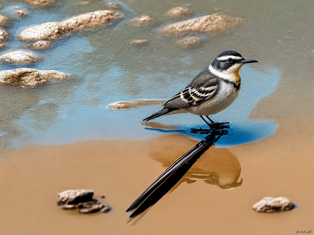 European wagtail on the moon