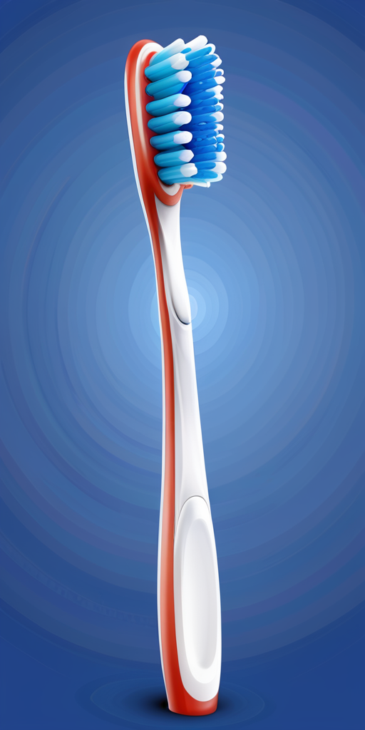 Colorful Toothbrush Standing Tall Against a Vibrant Blue Background Design