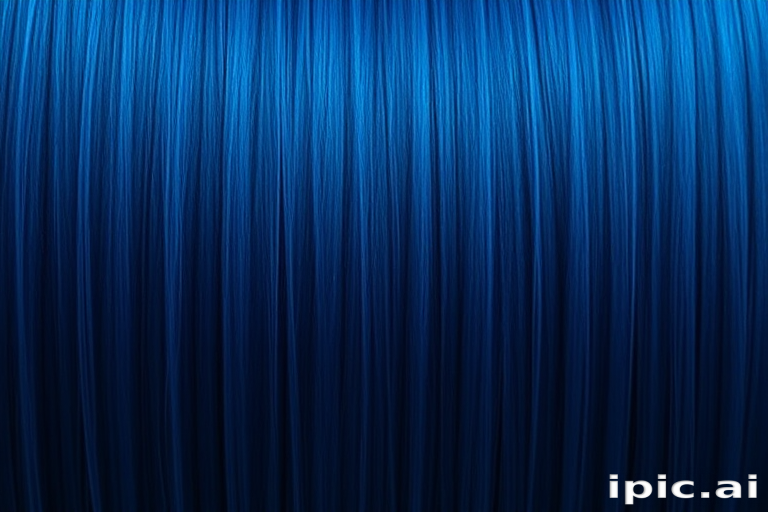 Vibrant Blue Strands: A Close-Up of Smooth, Glossy Textures