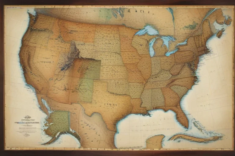 Historical Map of the United States Showcasing Geographic Regions and ...