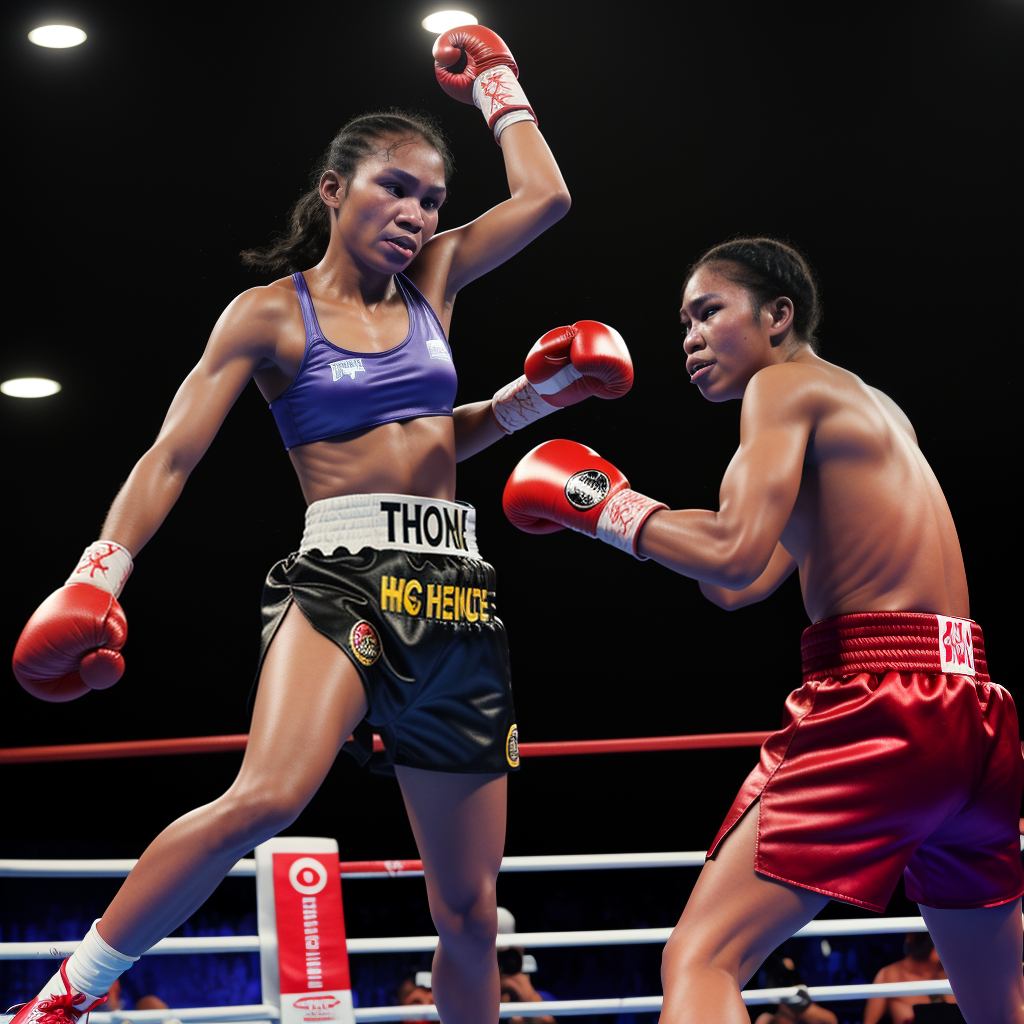 Dynamic Female Boxers Engaged in an Intense Match Inside the Ring