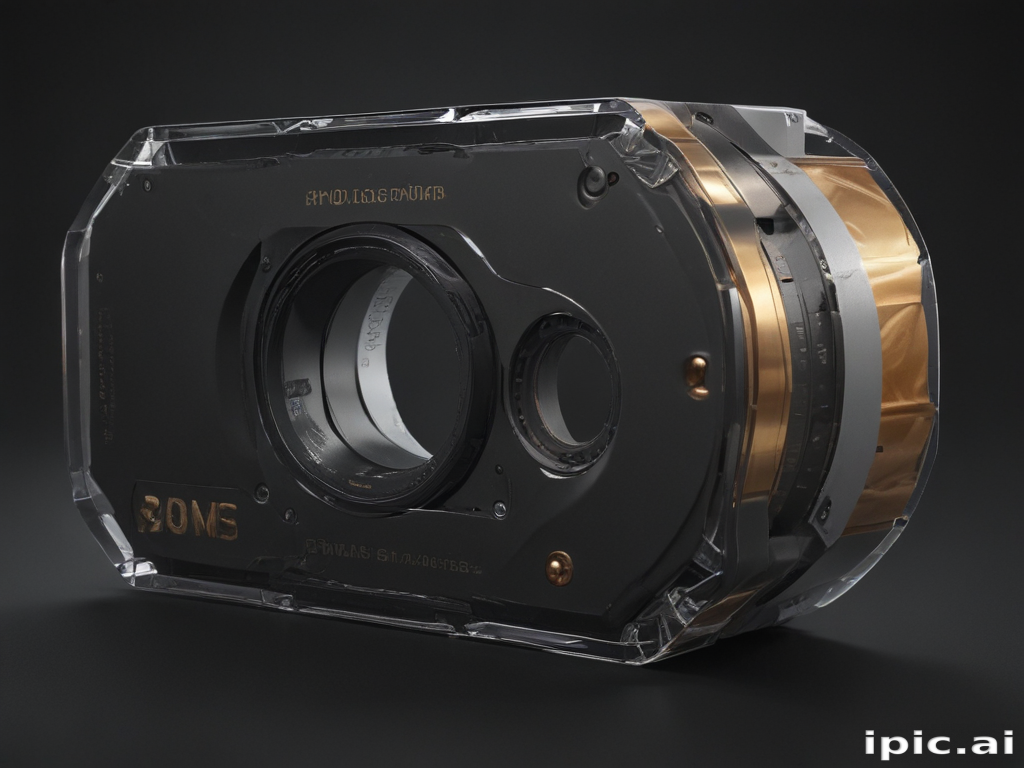 Futuristic Camera Lens Design Showcasing Transparent and Metallic Elements