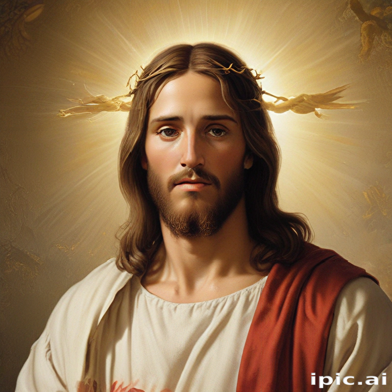 Portrait of Jesus Christ Radiating Peace and Divine Light in Glory