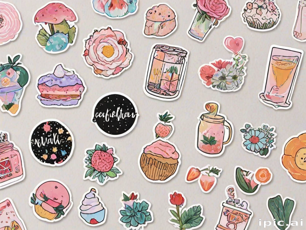 A Colorful Collection of Whimsical Stickers Featuring Food and Floral ...
