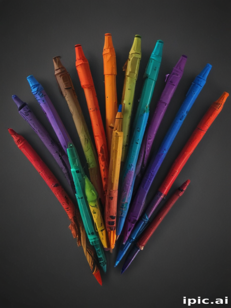 A Vibrant Collection of Colorful Pens Arranged in a Fan Shape