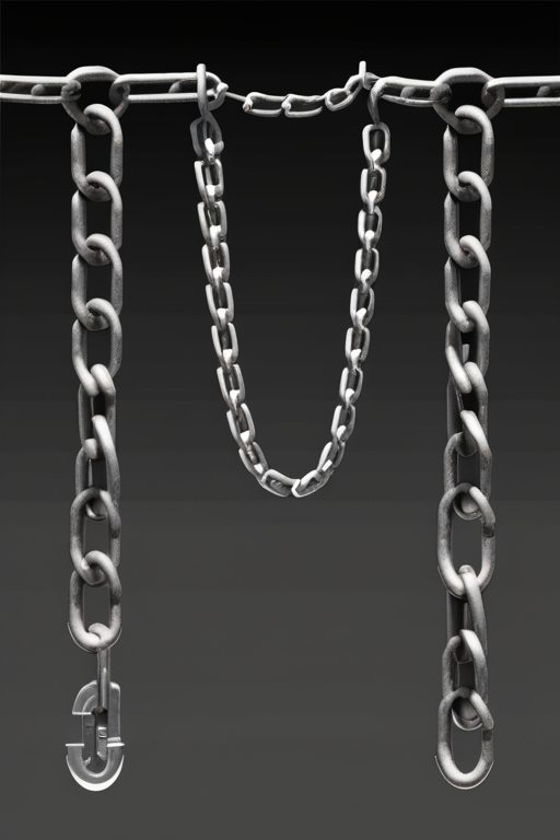 Realistic 3D Rendering of Interconnected Chains Hanging Against a Dark ...