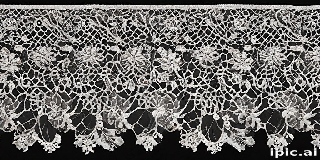 Delicate Floral Lace Trim Featuring Intricate Patterns and Textures Design.