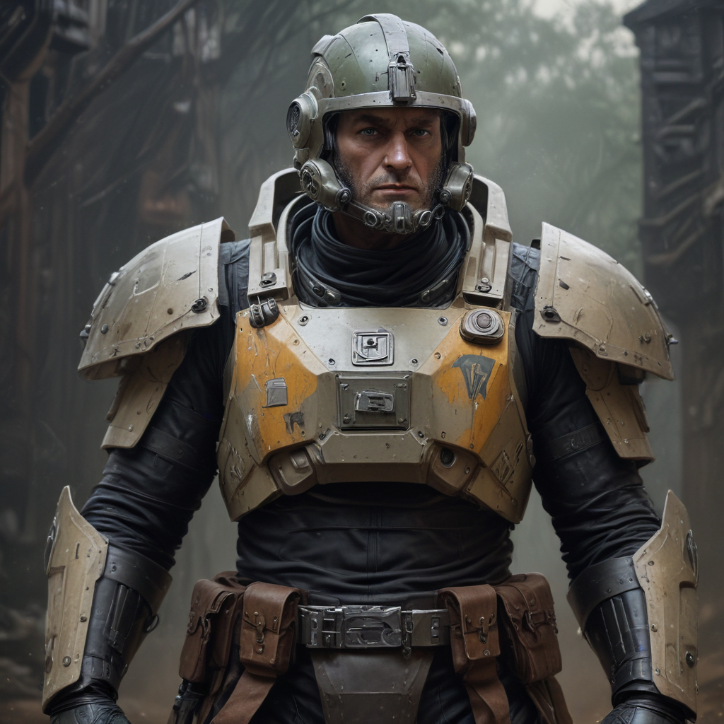 Realistic sci-fi painting of Keldon warlord