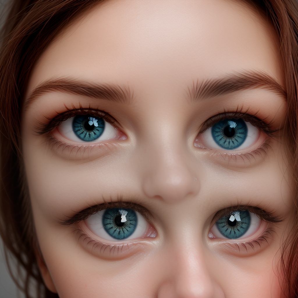Surreal Portrait Featuring Exaggerated Eyes with Striking Blue Hues and ...