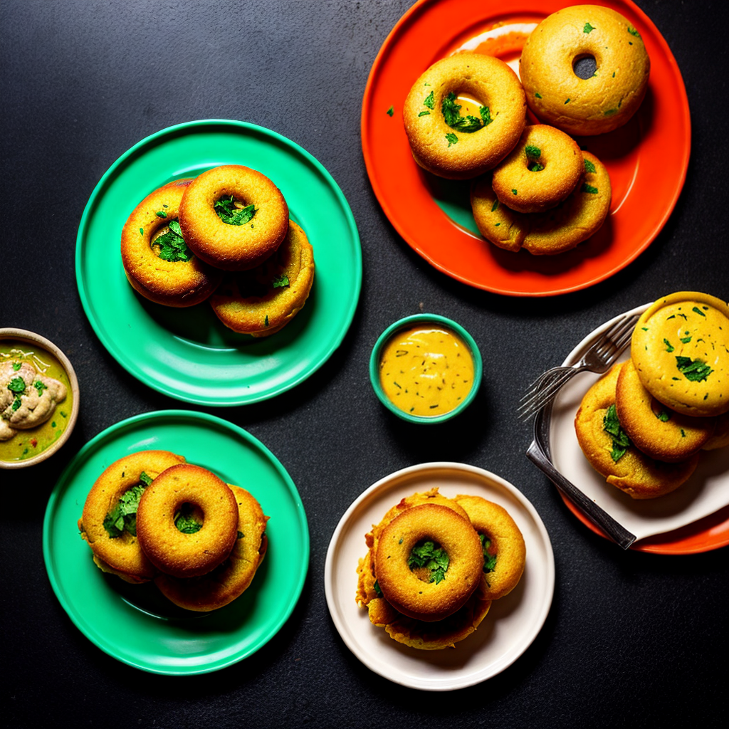 mumbai vada pav and mirchi in neon lighting and art colors