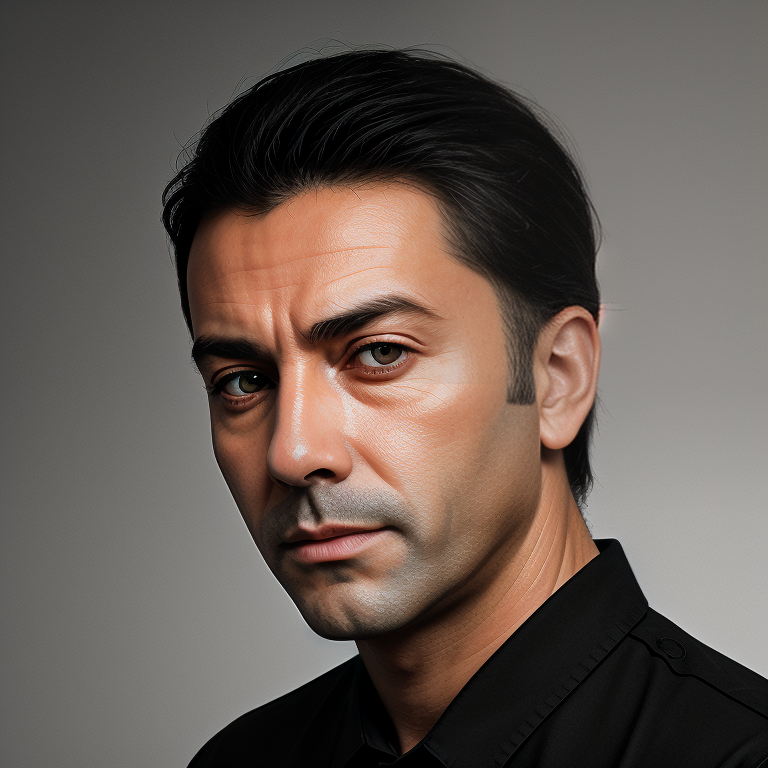 A Thoughtful Man with Dark Hair and Intense Gaze Stares Ahead.