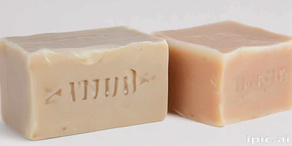 Two Handmade Soaps with Unique Textures and Natural Ingredients on Display.