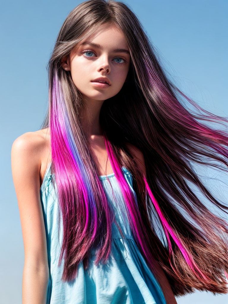 Meika woollard with glowing luminous streaks of colorful light in her ...