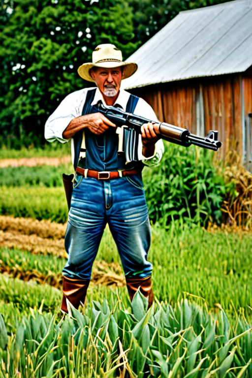 Angry Farmer with Tommy Gun