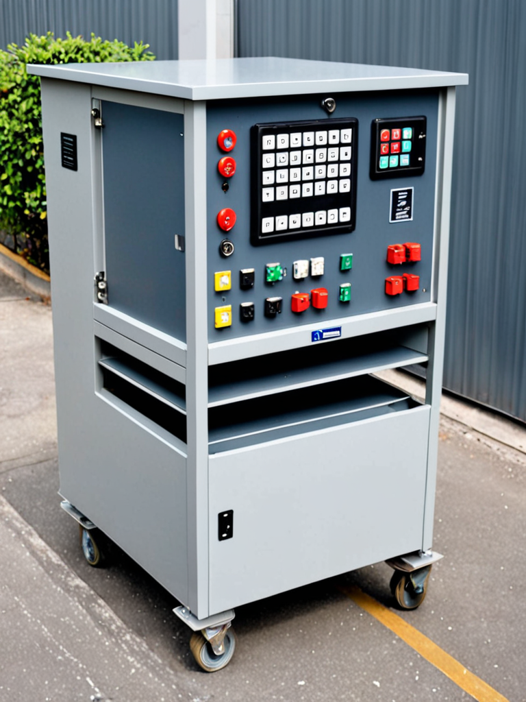 : industrial working table with hmi, electrical panel, start switch ...