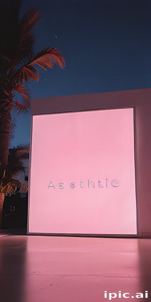 Elegant and Modern Aesthetic Sign Amidst Tropical Palm Trees at Dusk