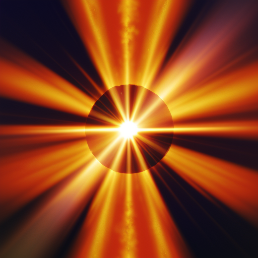 Radiant Sun Emitting Vibrant Rays of Light Against a Dark Background