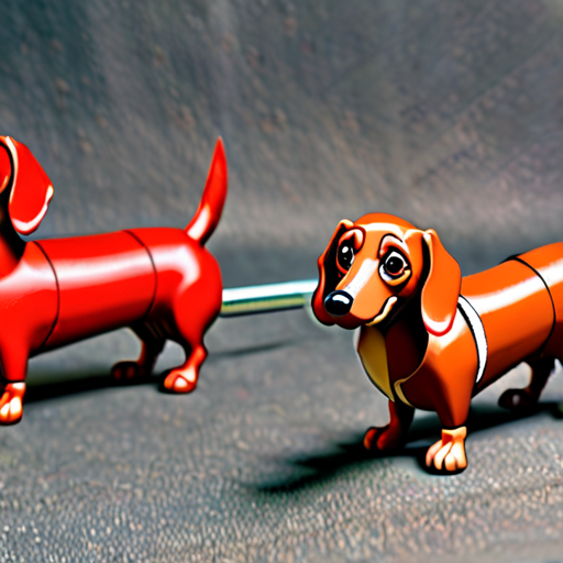 bright red cartoon weiner dogs that are bombs with fuses for tails