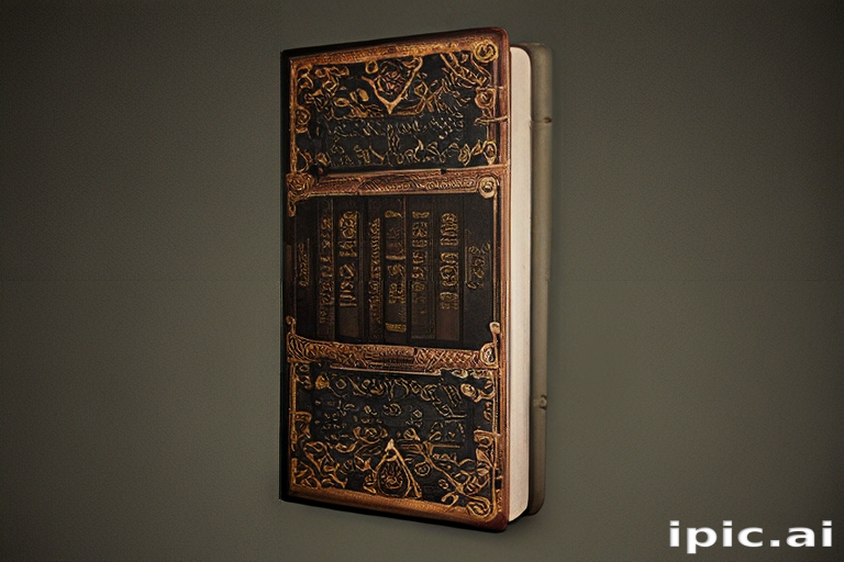 Intricately Designed Antique Book Cover with Ornate Patterns and Details