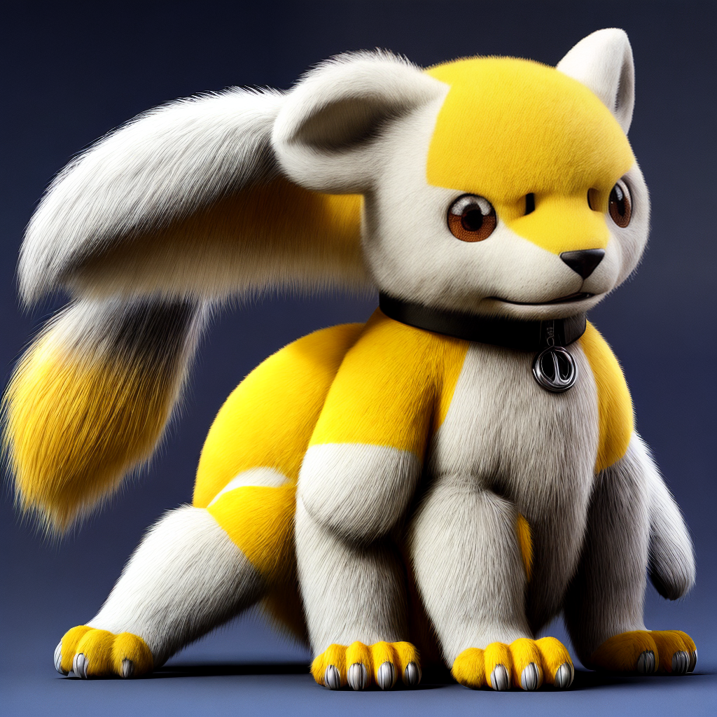Digimon covered in soft fur, only the yellow hairs sticking out of its ...