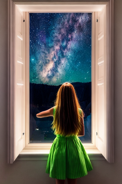 woman closing the window of her room at night