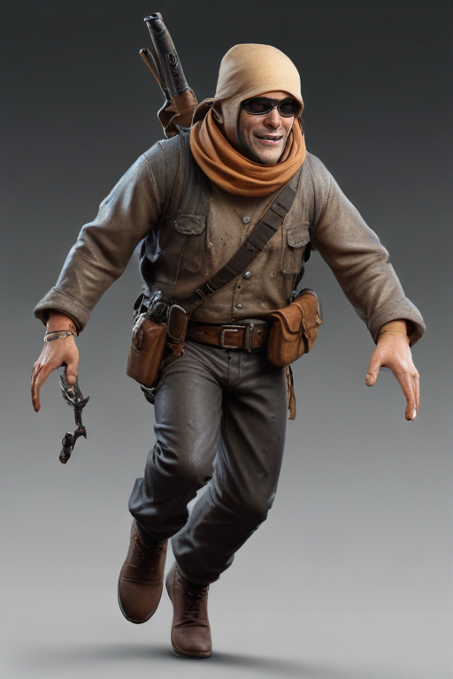 Dynamic Adventurer in Vintage Attire, Ready for Exciting Expeditions Ahead