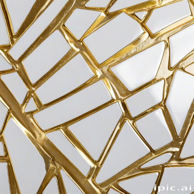 Elegant Gold and White Abstract Design with Intricate Geometric Patterns.