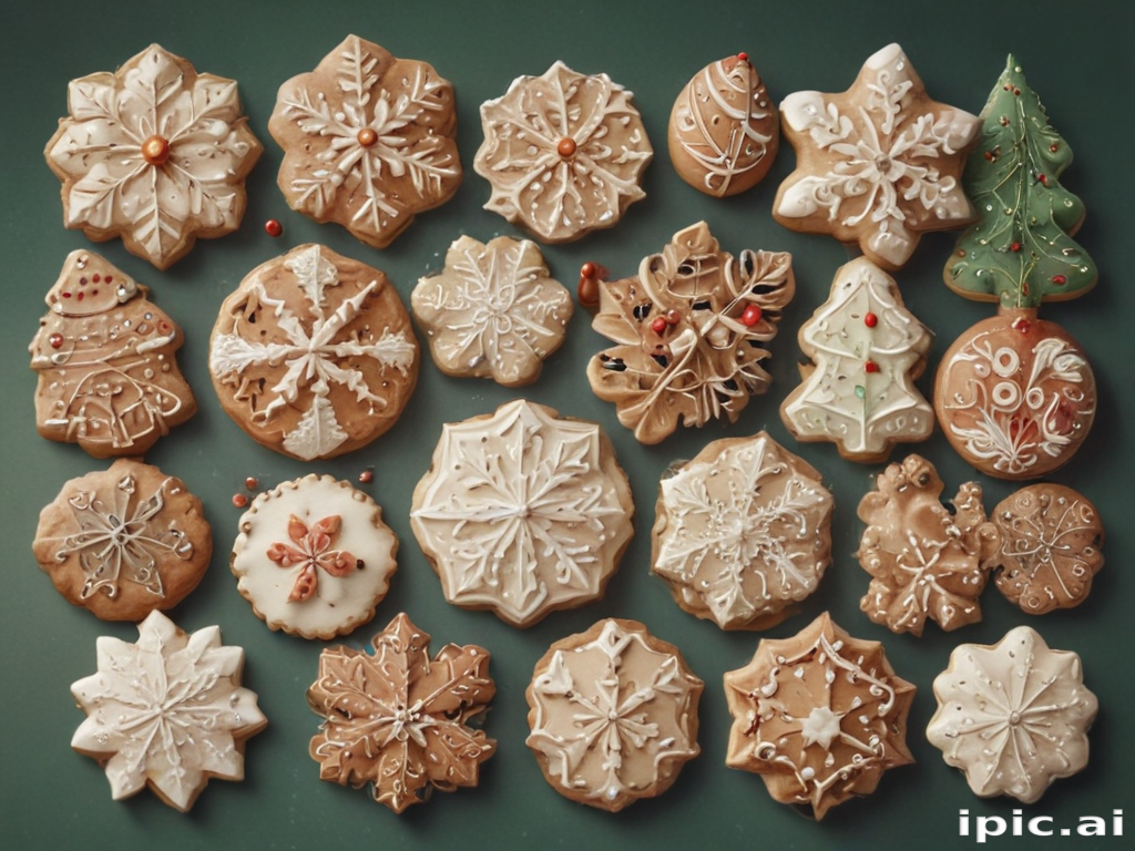 Beautifully Decorated Holiday Cookies in Festive Shapes and Designs