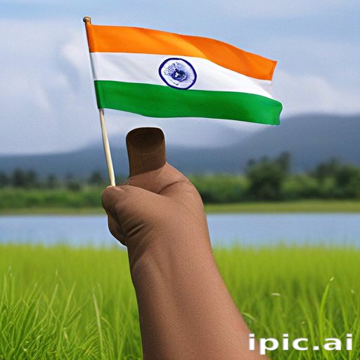 Vibrant Indian Flag Held Proudly Against a Scenic Natural Background