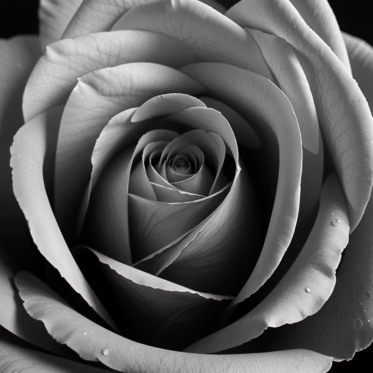 A Stunning Black and White Close-Up of a Beautiful Rose Blossom.