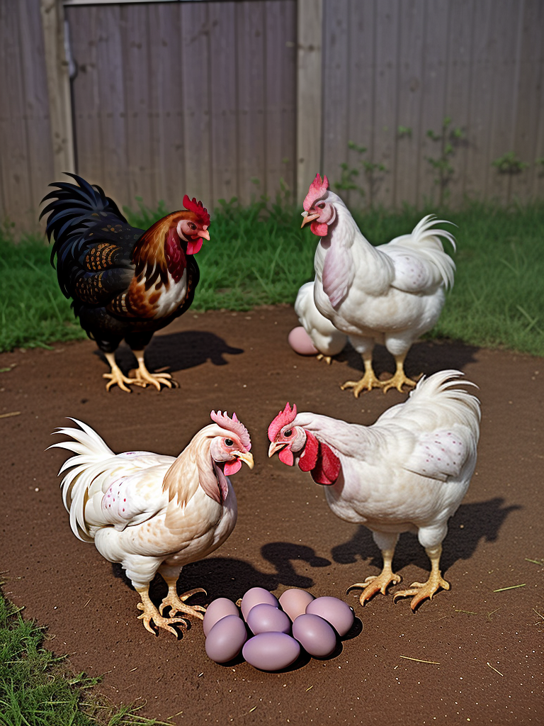 Chickens Curiously Gather Around Vibrantly Colored Purple Easter Eggs ...
