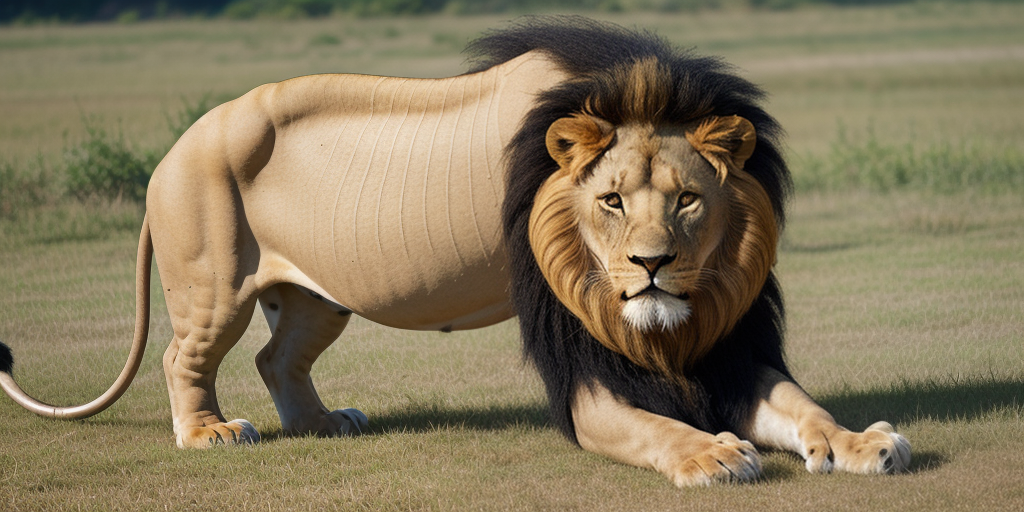 Majestic Lion with a Stunning Mane Posed Against a Wooden Background