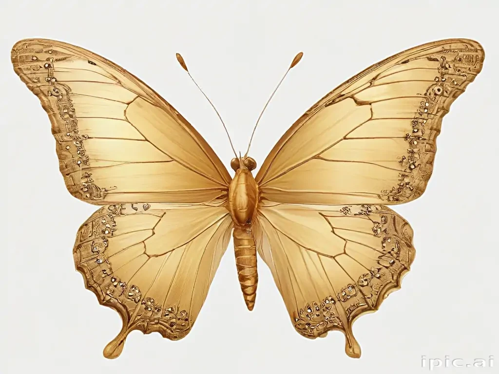 Exquisite Golden Butterfly Displaying Intricate Details and Elegant Wings