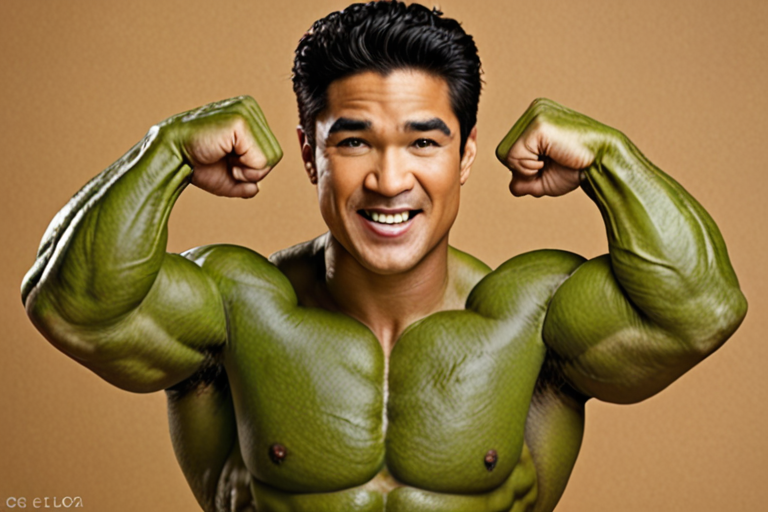 Mario Lopez transforming into a hulk