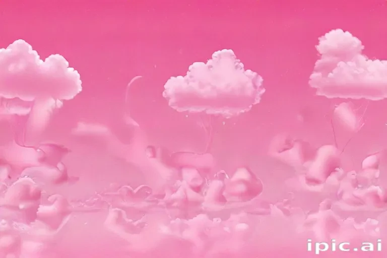 Whimsical Pink Clouds Floating Above a Dreamy Soft Abstract Landscape ...