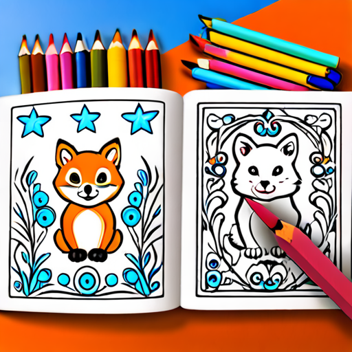 colouring book for kids. magic theme. easy difficulty.