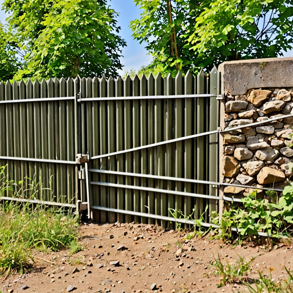 A big fence with a heavy lock, underground in a bunker corridor.
