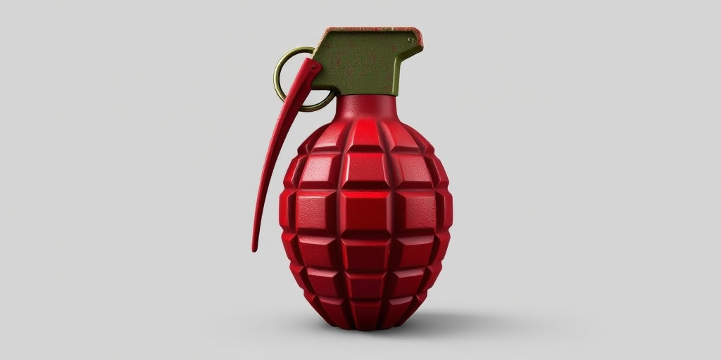 A Realistic 3D Rendering of a Hand Grenade Against a Dark Background