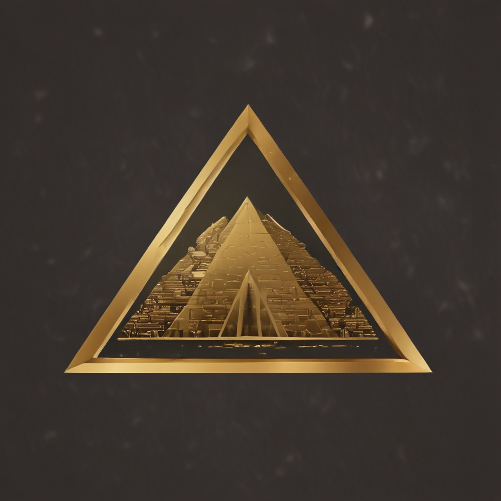 A gold pyramid shape logo