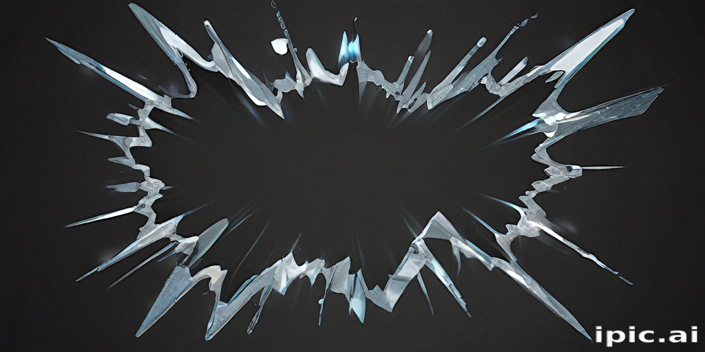 Shattered Glass Fragment with Sharp Edges Against a Dark Background