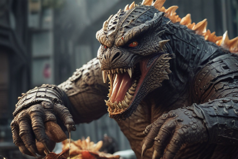 Godzilla eating kong