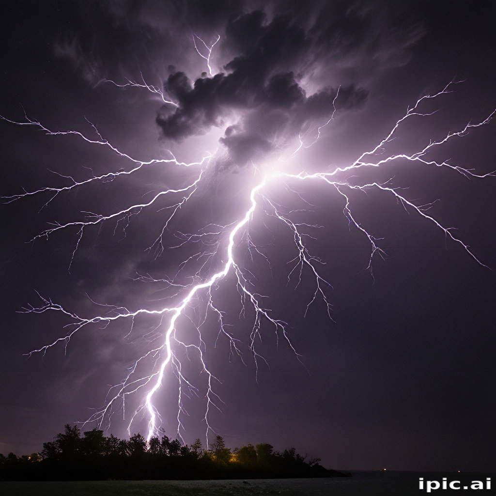 Stunning Display of Lightning Striking Dramatically Over a Darkened ...