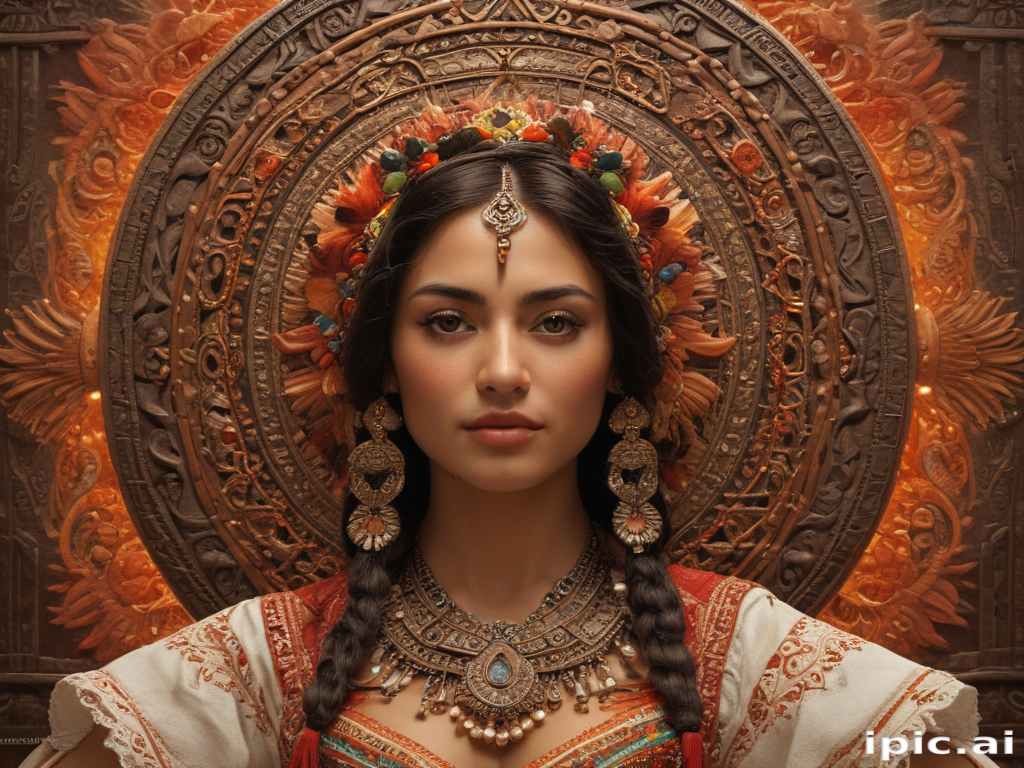 Elegant Portrait of a Woman Adorned in Traditional Cultural Attire