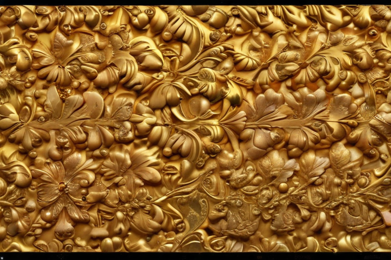 Intricate Golden Floral Design with Elaborate Patterns and Textures
