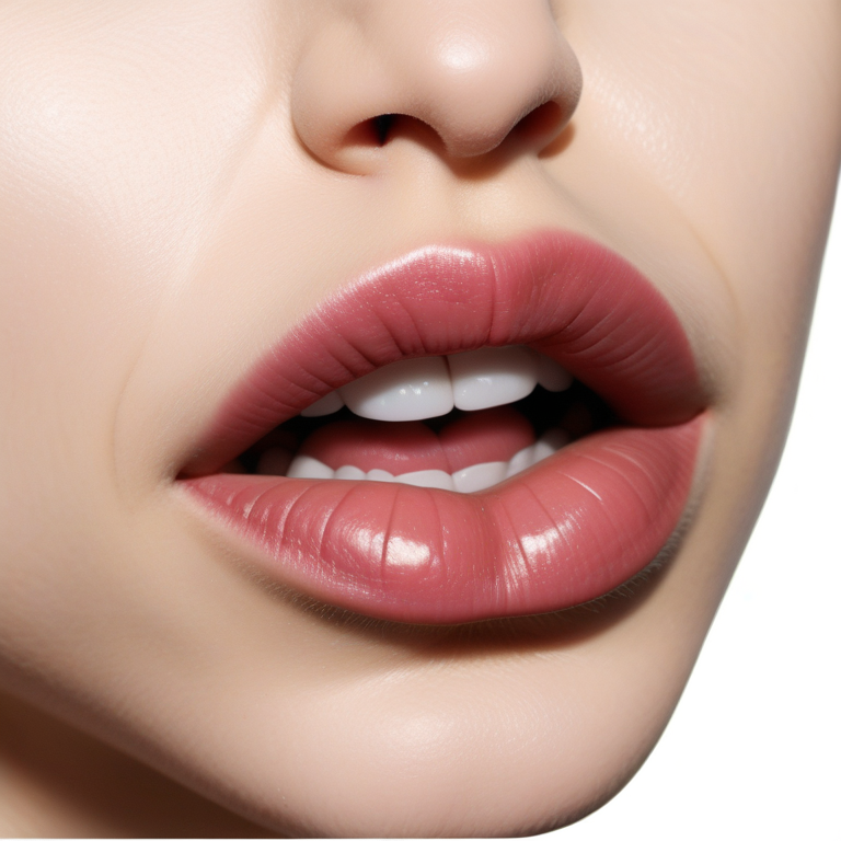 Close-Up of Luscious Lips Showcasing a Soft Pink Lip Color
