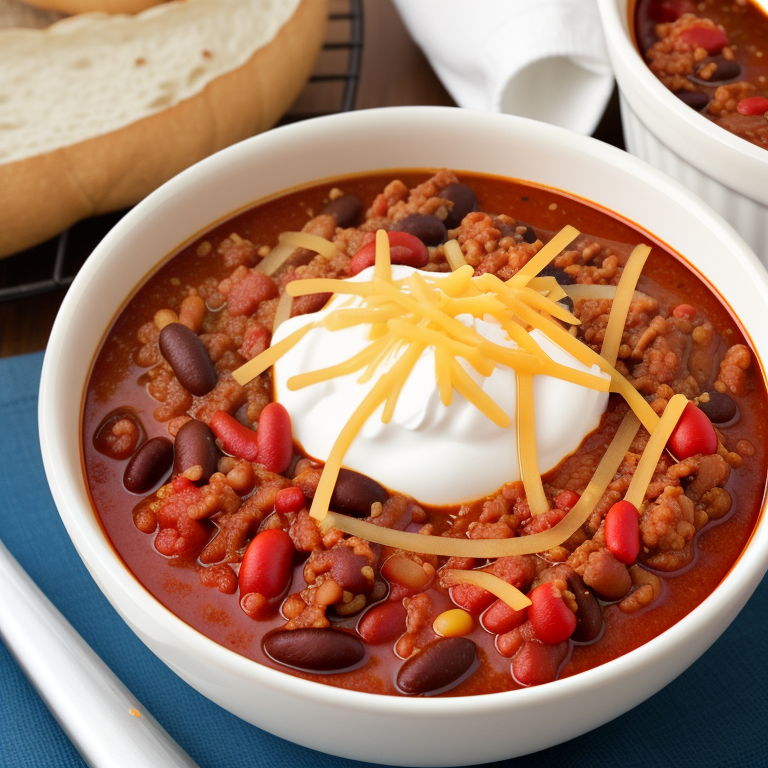 Deliciously Hearty Chili with Ground Meat, Beans, and Toppings Ready to ...